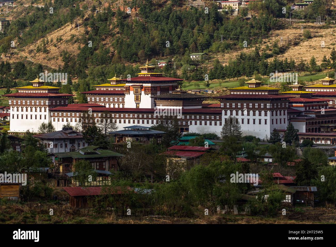 The Thimphu Dzong in the capital city of Thimphu is the seat of ...