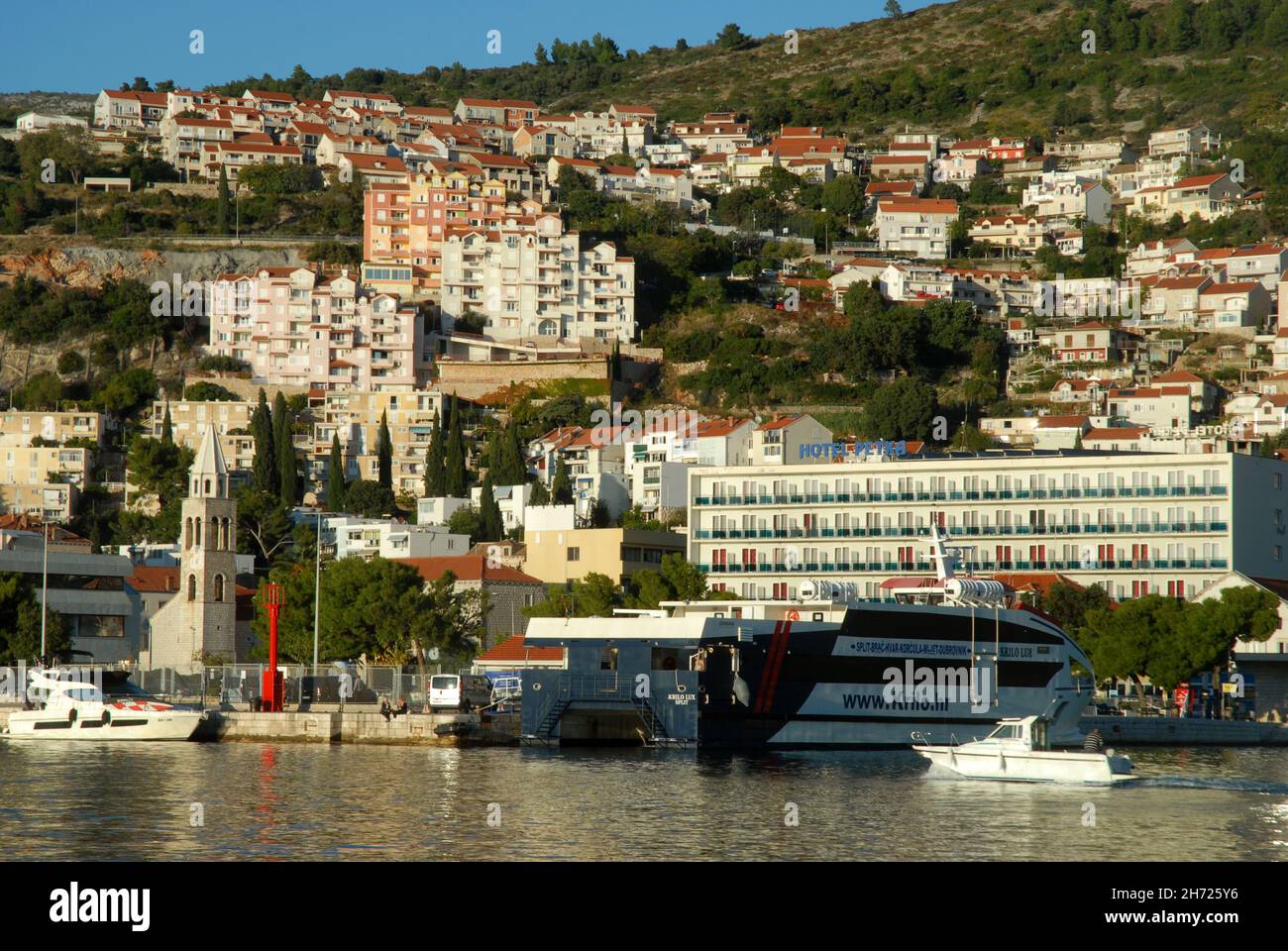 Boats, ships and yachts moored in Luka Gruz harbour, Dubrovnik, Croatia ...