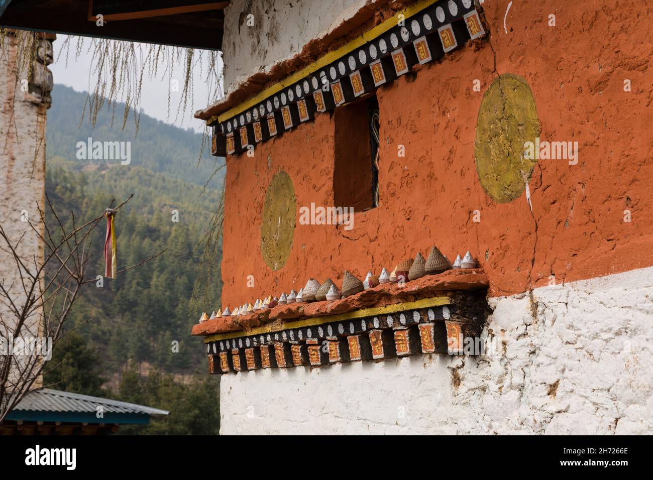 Detail of Buddhist architecture with tsatsa relics at the Dechen ...
