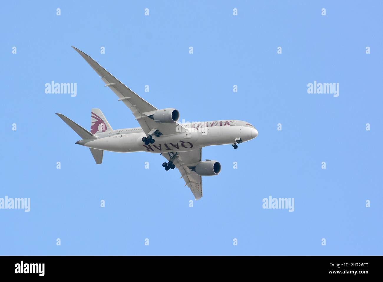Qatar Airways (is the state-owned flag carrier of Qatar), Boeing 787-8 ...