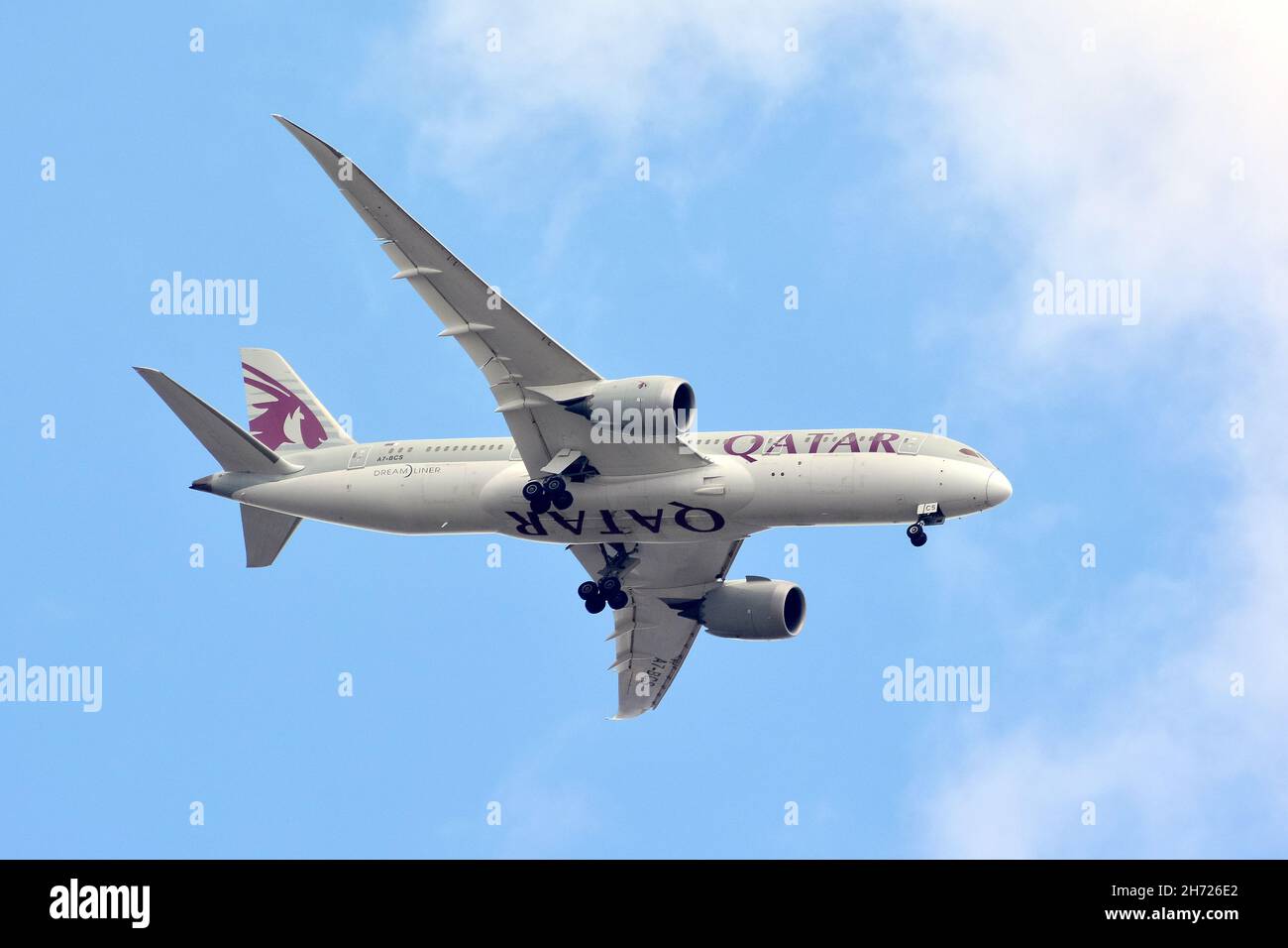 Qatar Airways (is the state-owned flag carrier of Qatar), Boeing 787-8 ...