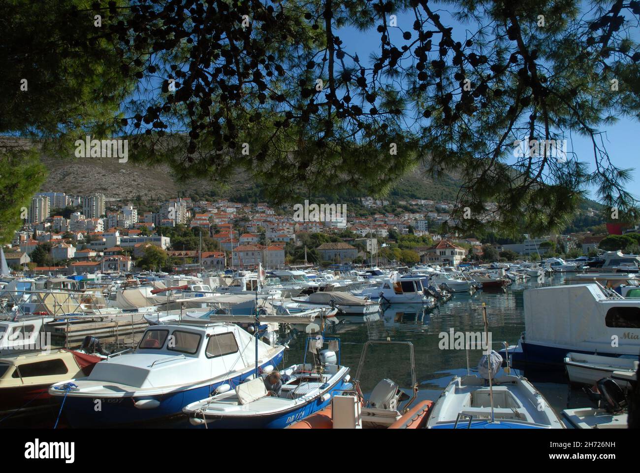 Boats, ships and yachts moored in Luka Gruz harbour, Dubrovnik, Croatia ...