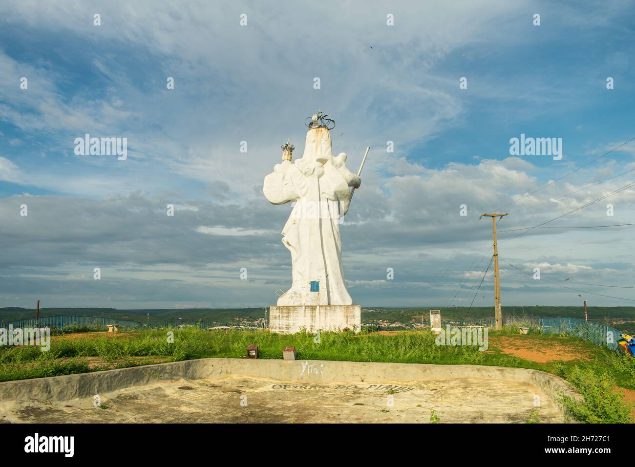 Statue of Our Lady of Victory at the top of Morro do Leme viewpoint in ...