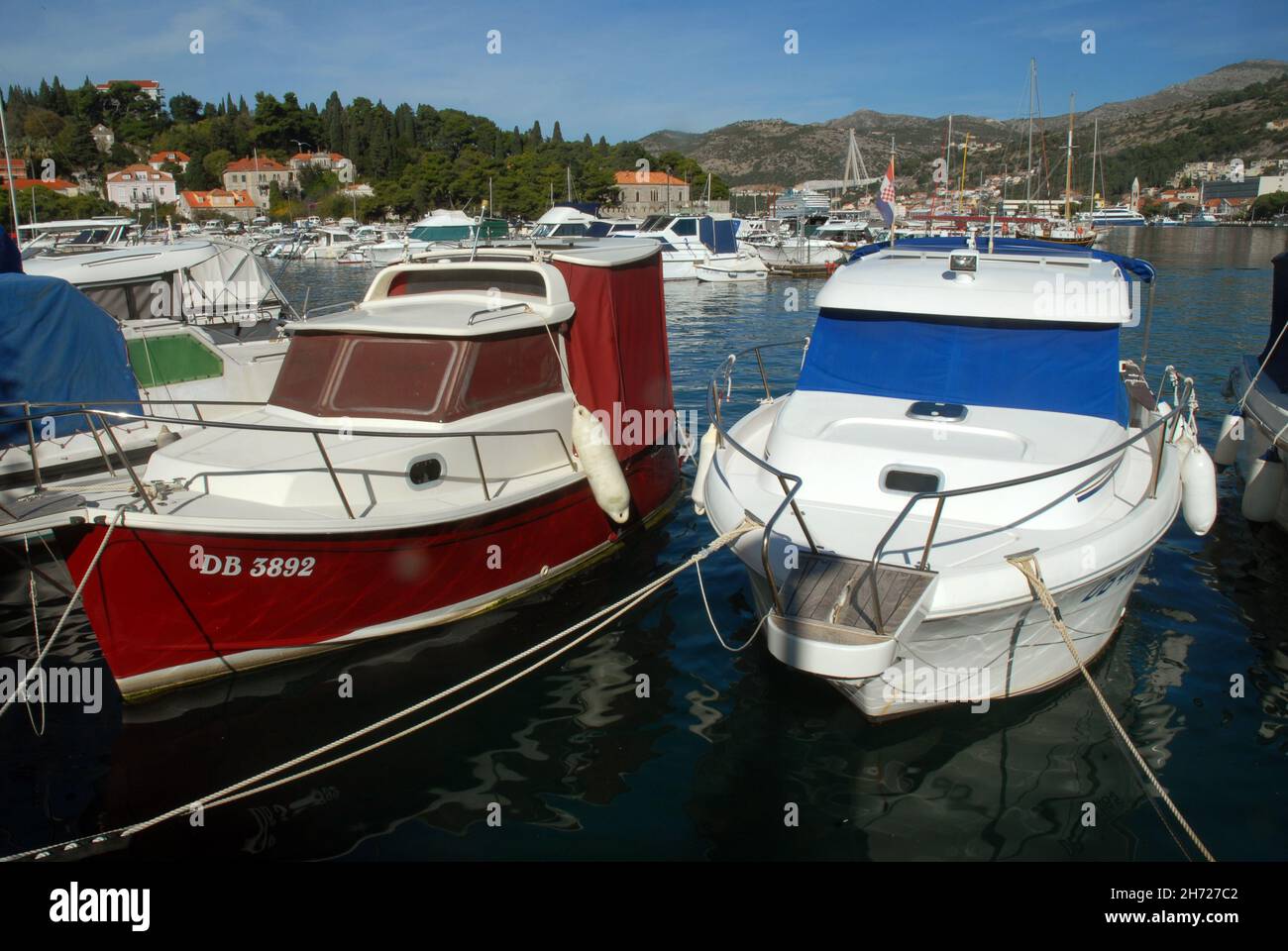 Boats, ships and yachts moored in Luka Gruz harbour, Dubrovnik, Croatia ...