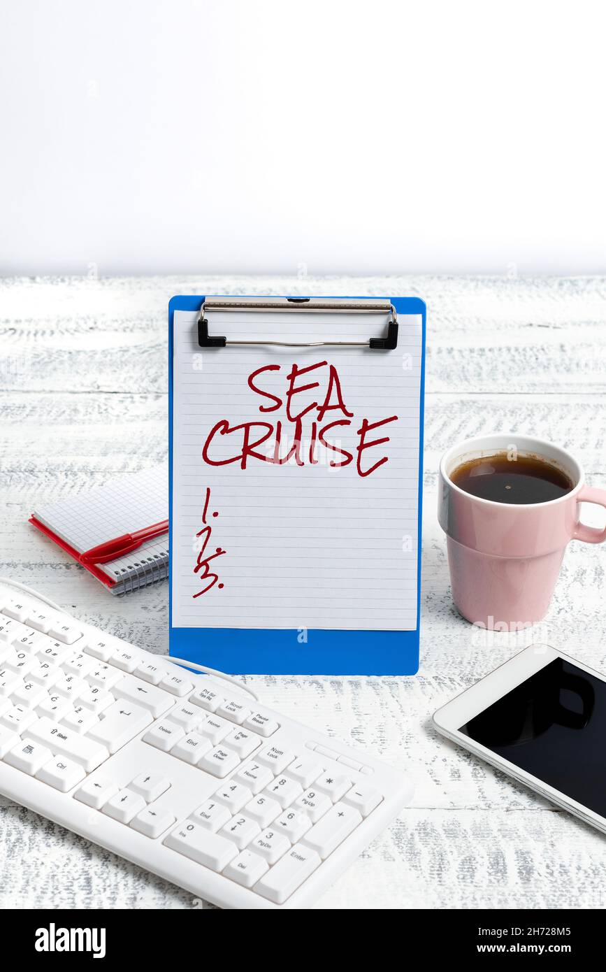 Writing displaying text Sea Cruise. Business showcase a voyage on a ...