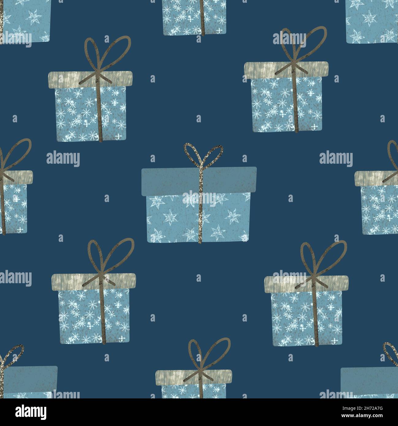 Seamless pattern with gift craft boxes. Pattern for printing from blue ...