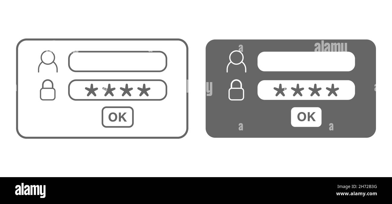 set of window icons for logging in to a system, website, or application ...