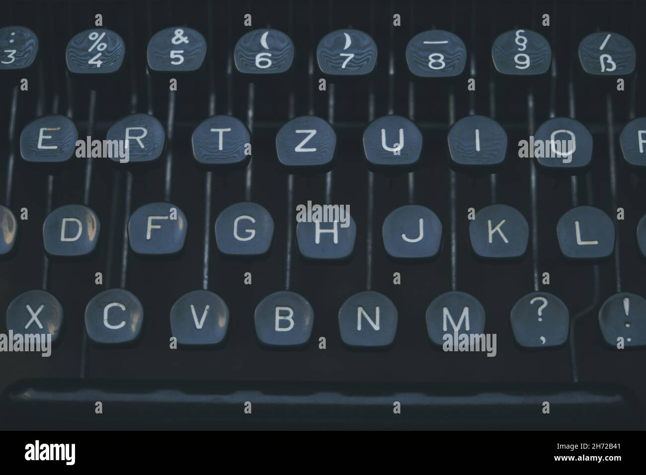 Keyboard of an old retro typewriter style and vintage, close up Stock ...