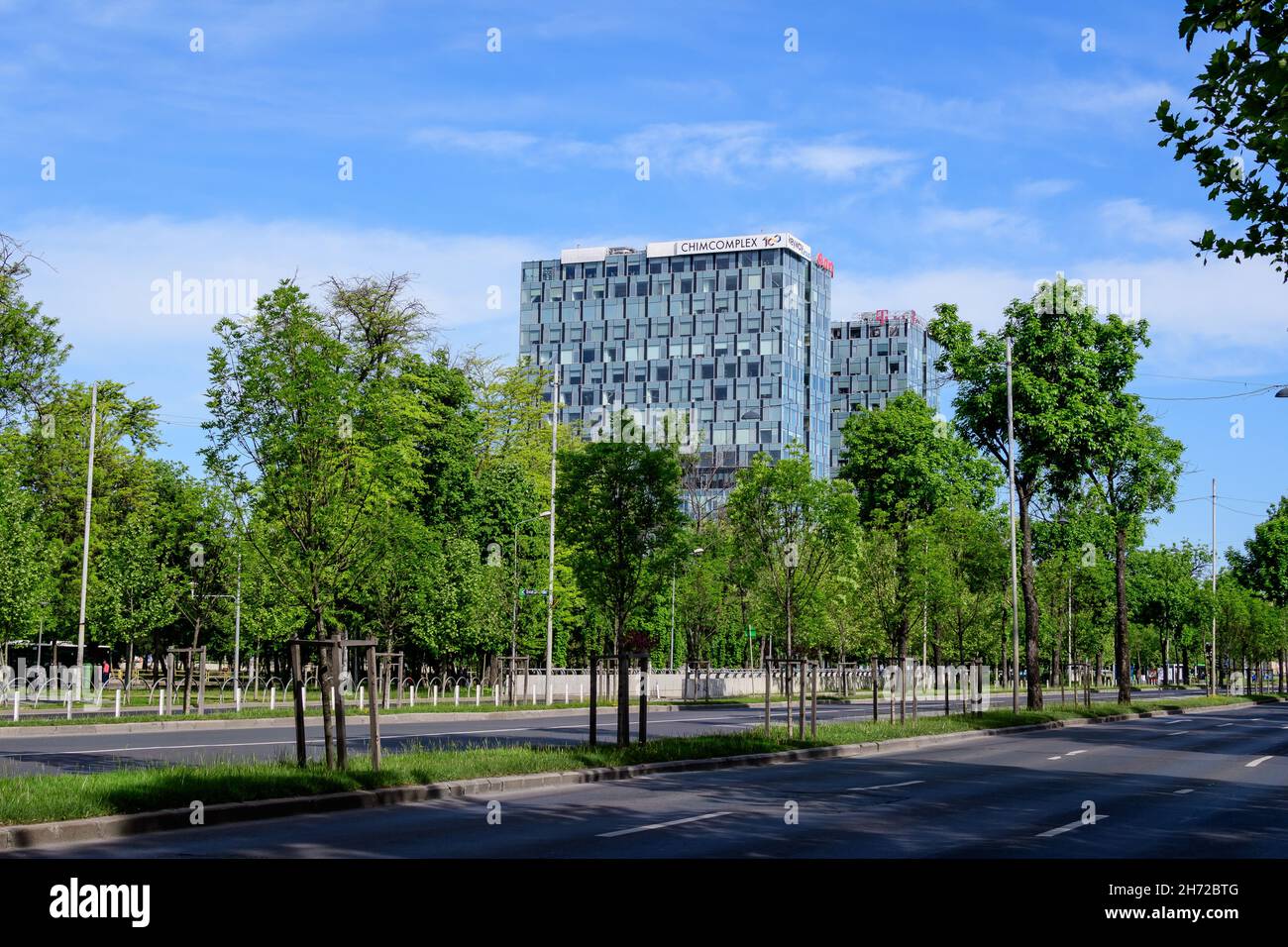 Bucharest, Romania - 15 May 2021: City Gate Towers in the Northern part ...