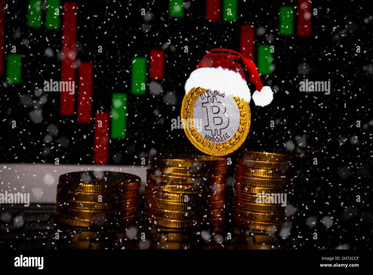 Bitcoin on christmas backgrounds hi-res stock photography and images ...
