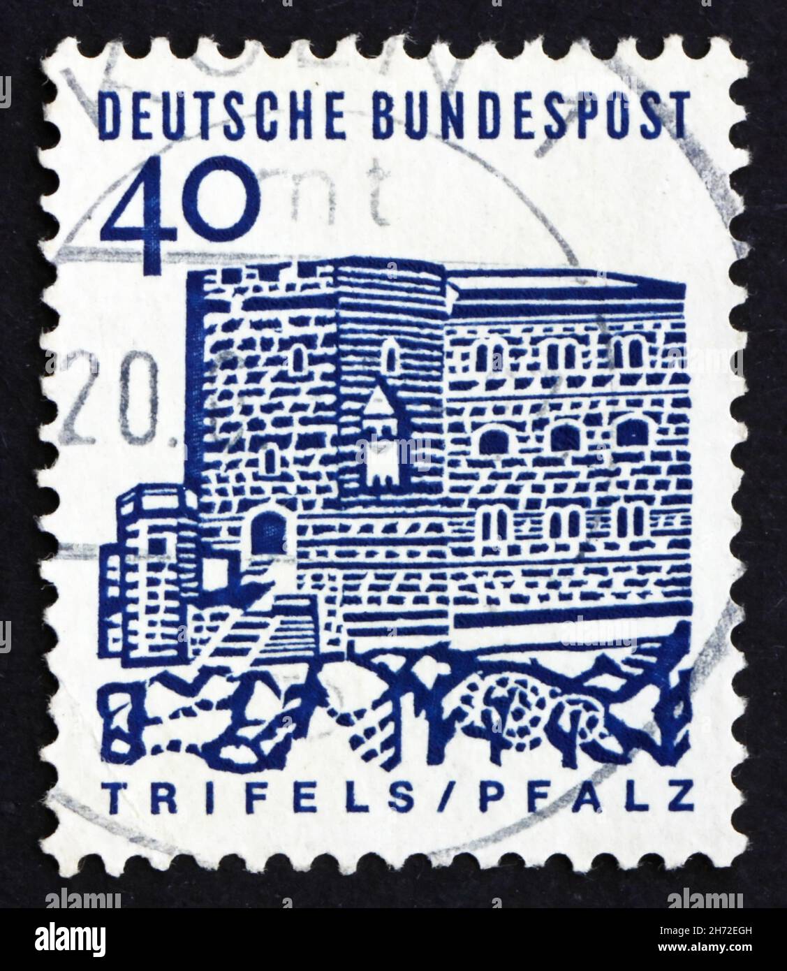 GERMANY - CIRCA 1965: a stamp printed in the Germany shows Trifels ...