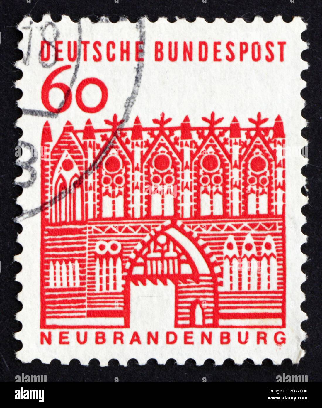 GERMANY - CIRCA 1964: a stamp printed in the Germany shows Treptow Gate ...
