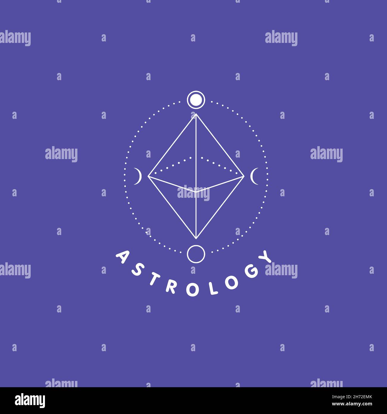 Astrology logo concept with moon phases on violet background Stock ...