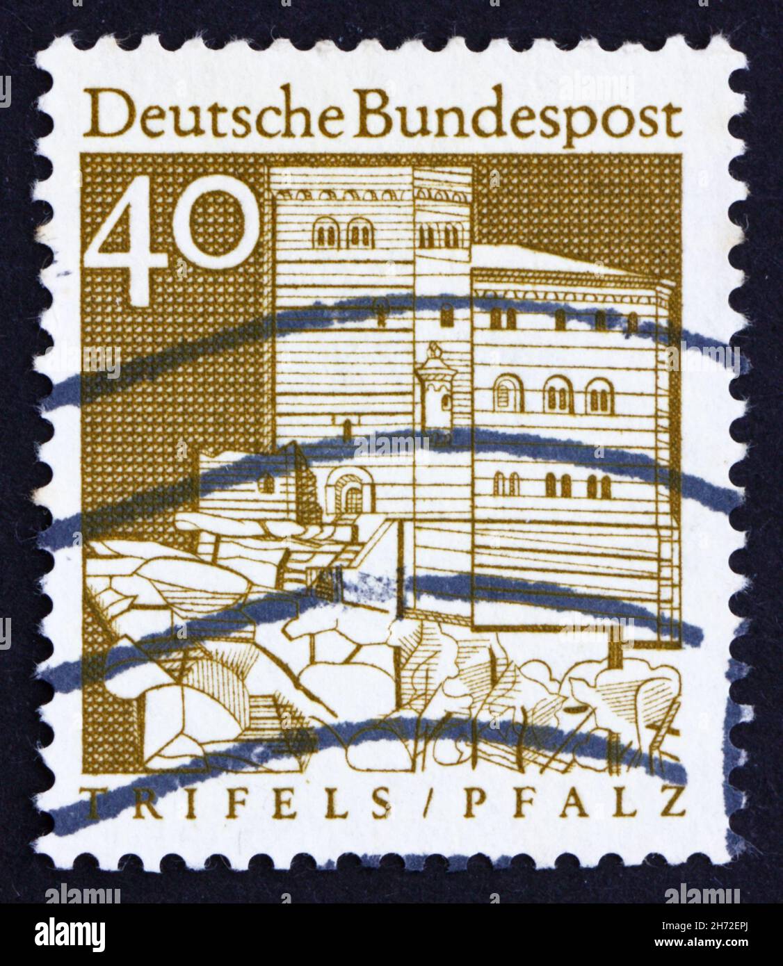 GERMANY - CIRCA 1967: a stamp printed in the Germany shows Trifels ...