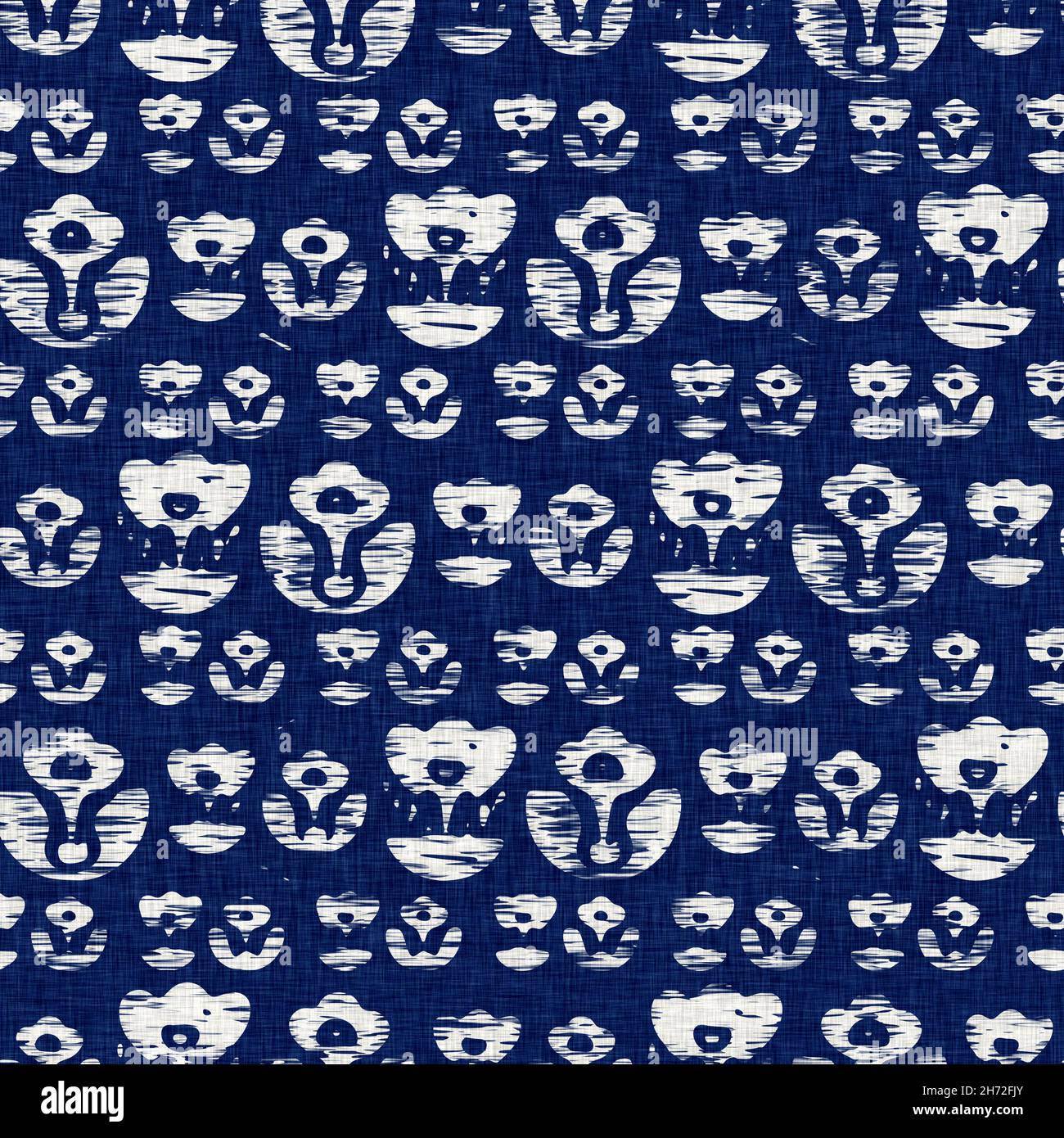 Indigo dyed fabric flower pattern texture. Seamless textile fashion ...