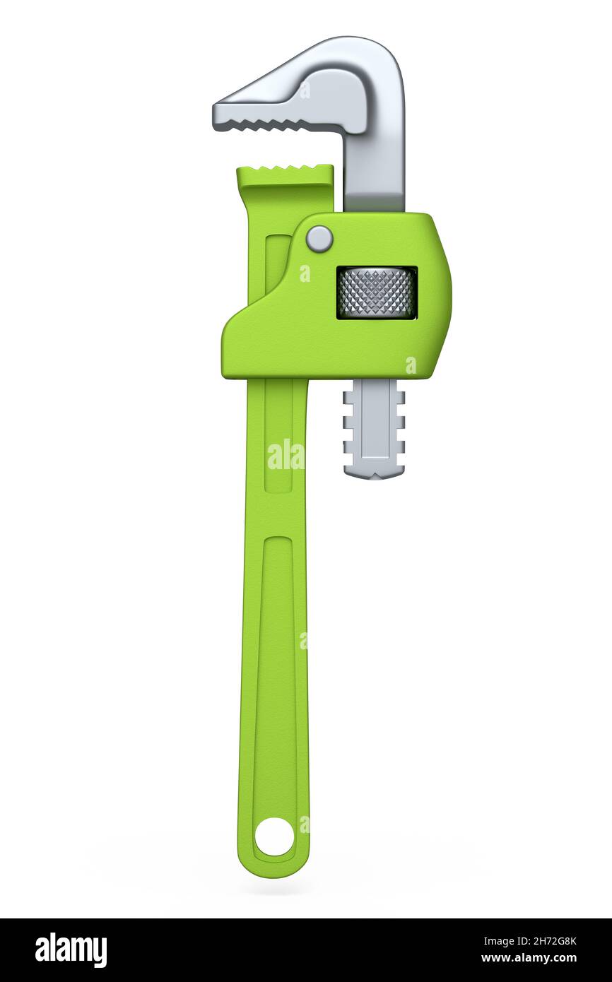 Adjustable pipe wrench, spanner or plumbing tool isolated on white background. 3d render and ...