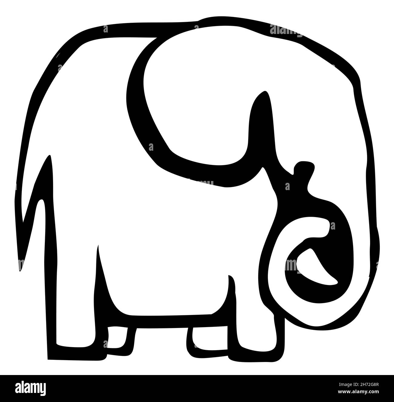 Elephant square shape stencil black, vector illustration, horizontal ...