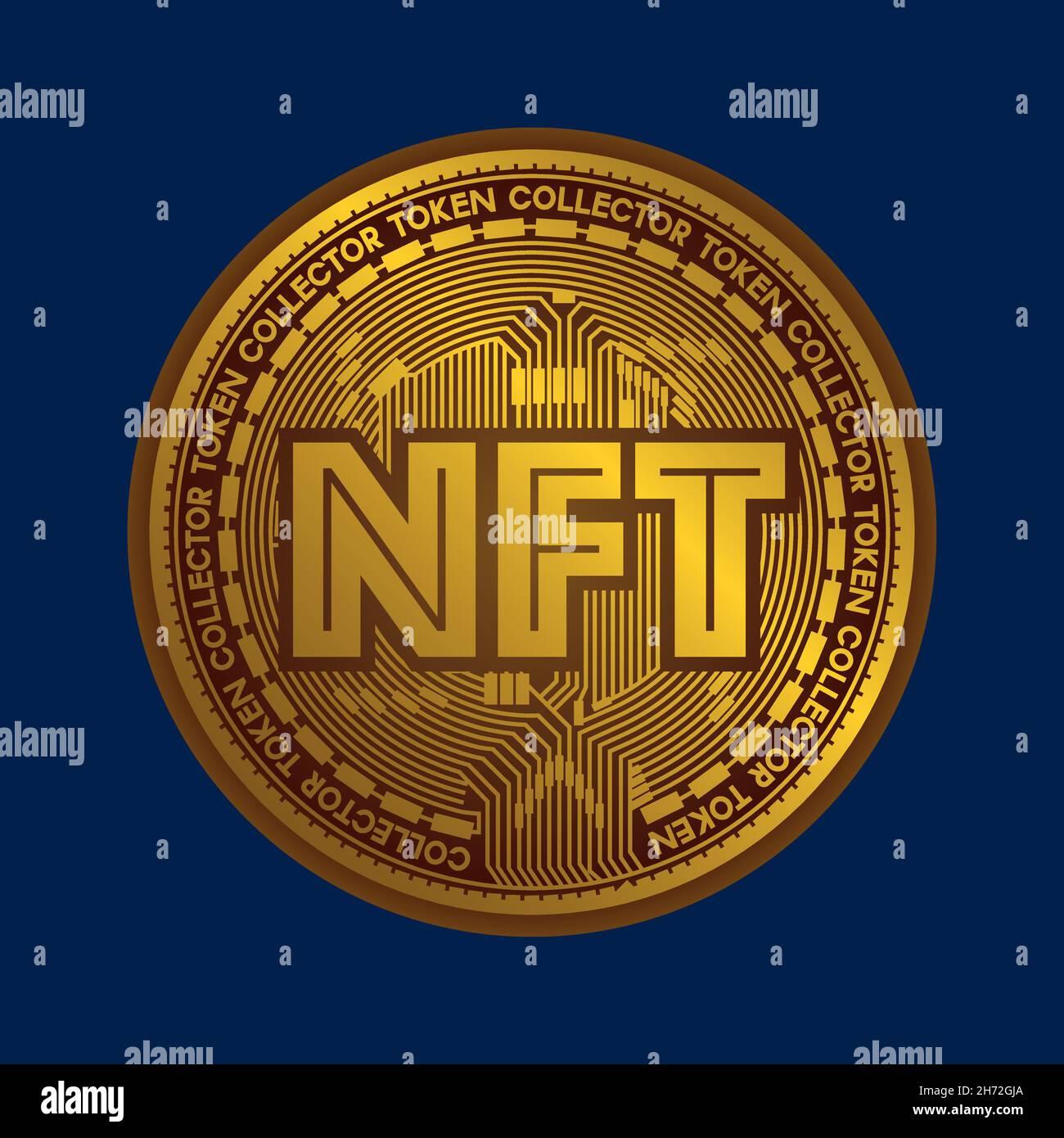 NFT. Non fungible token cryptocurrency blockchain concept coin Stock ...
