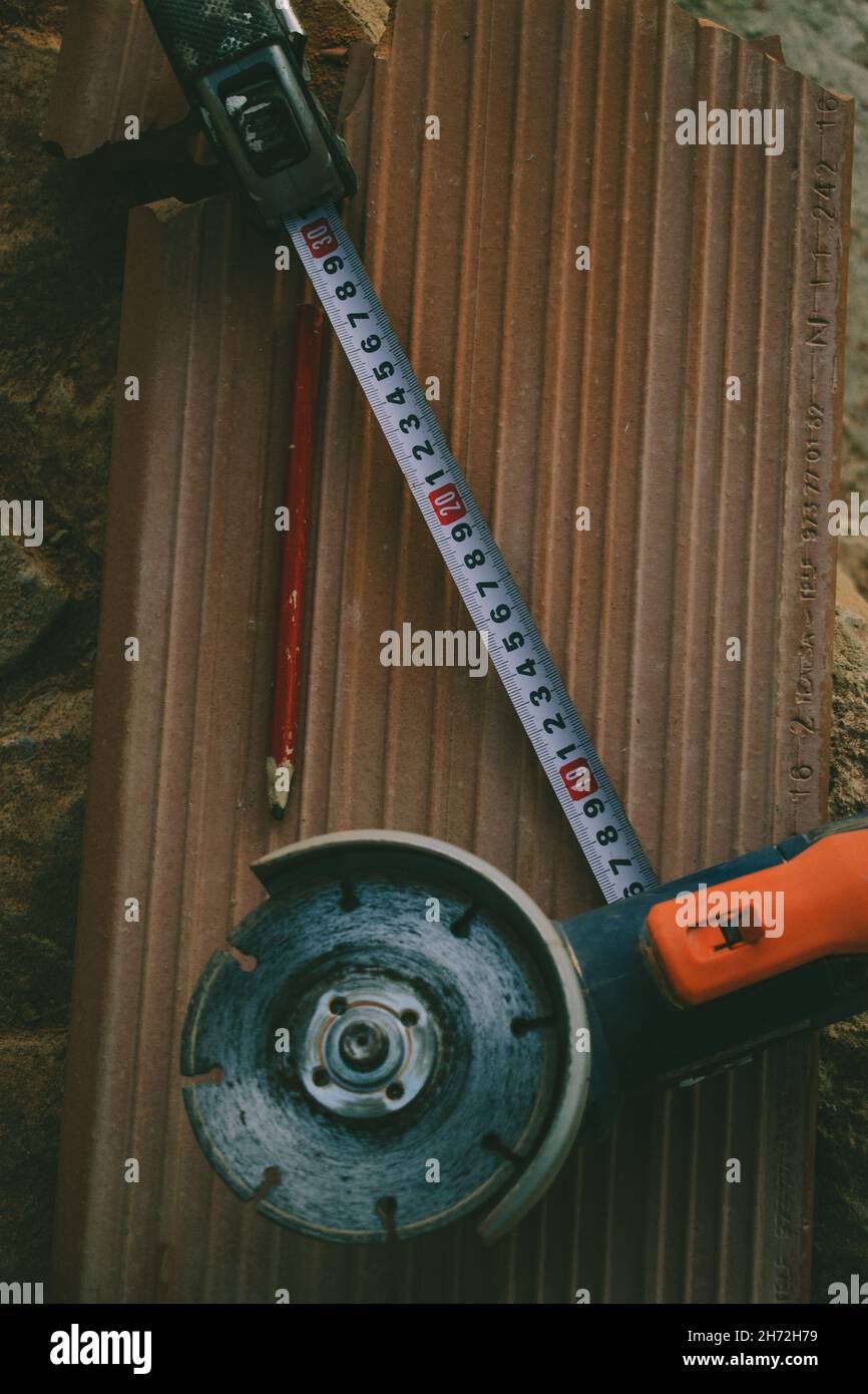 Top view of a radial, meter, carpenter's pencil - tools for ...
