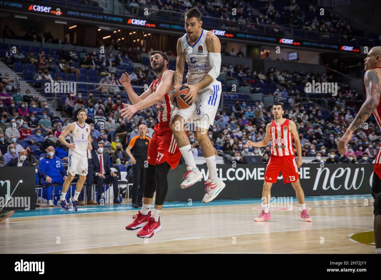 Madrid, Spain. 18th Nov, 2021. Alberto Abalde (R) during Real Madrid ...
