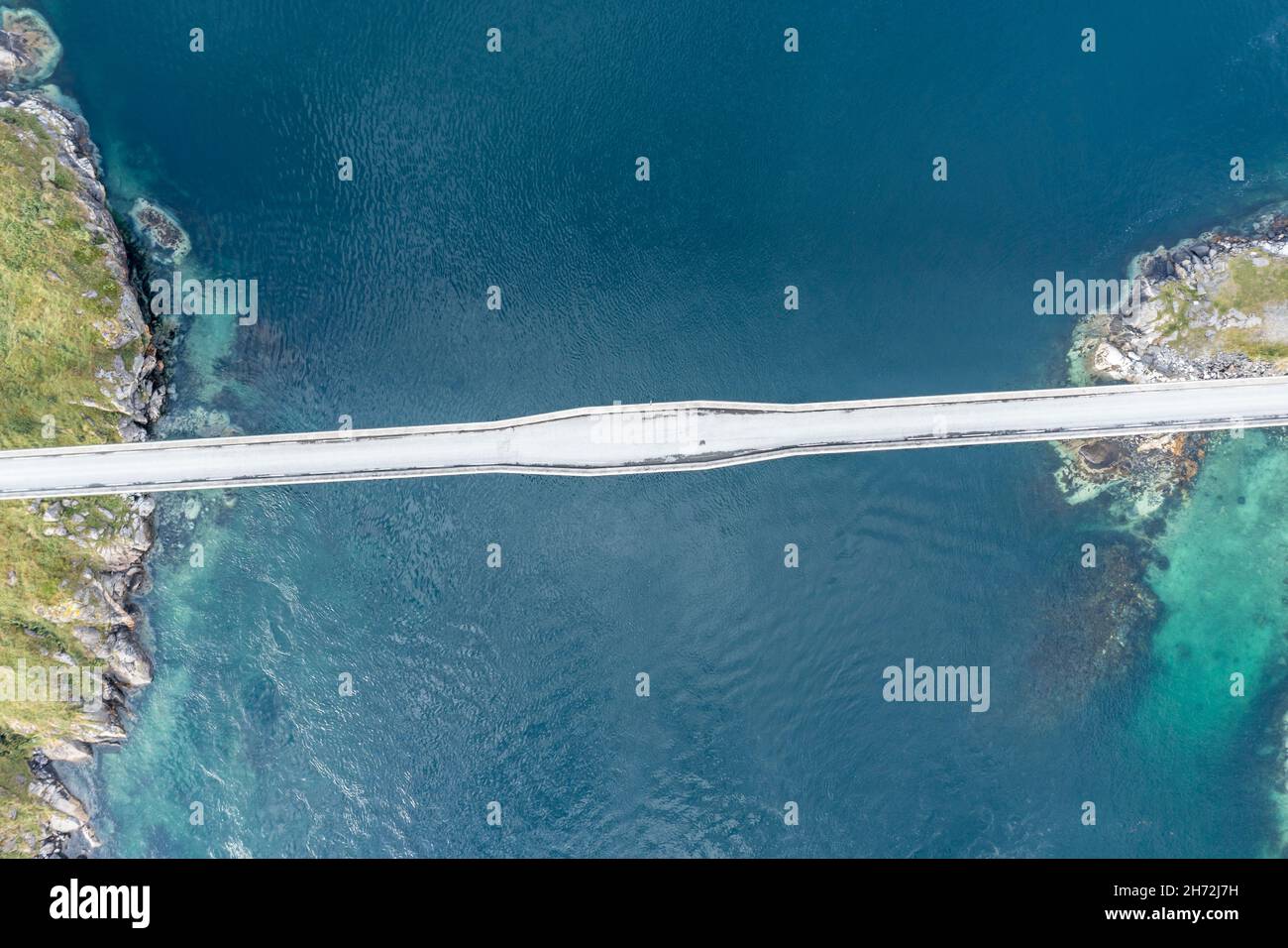Aerial view of bridge connecting islands at the norwegian coast, Norway ...