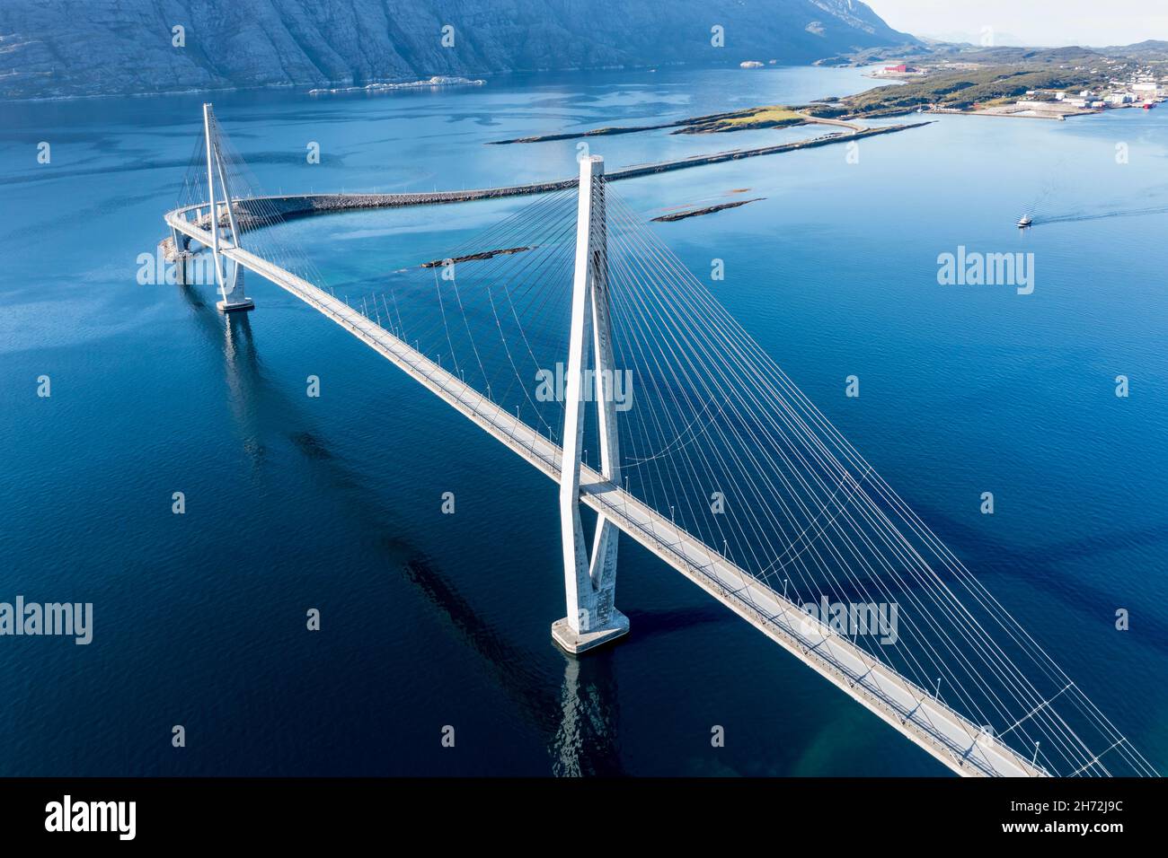 Aerial view of Helgeland bridge, connecting Sandnessjon with the ...