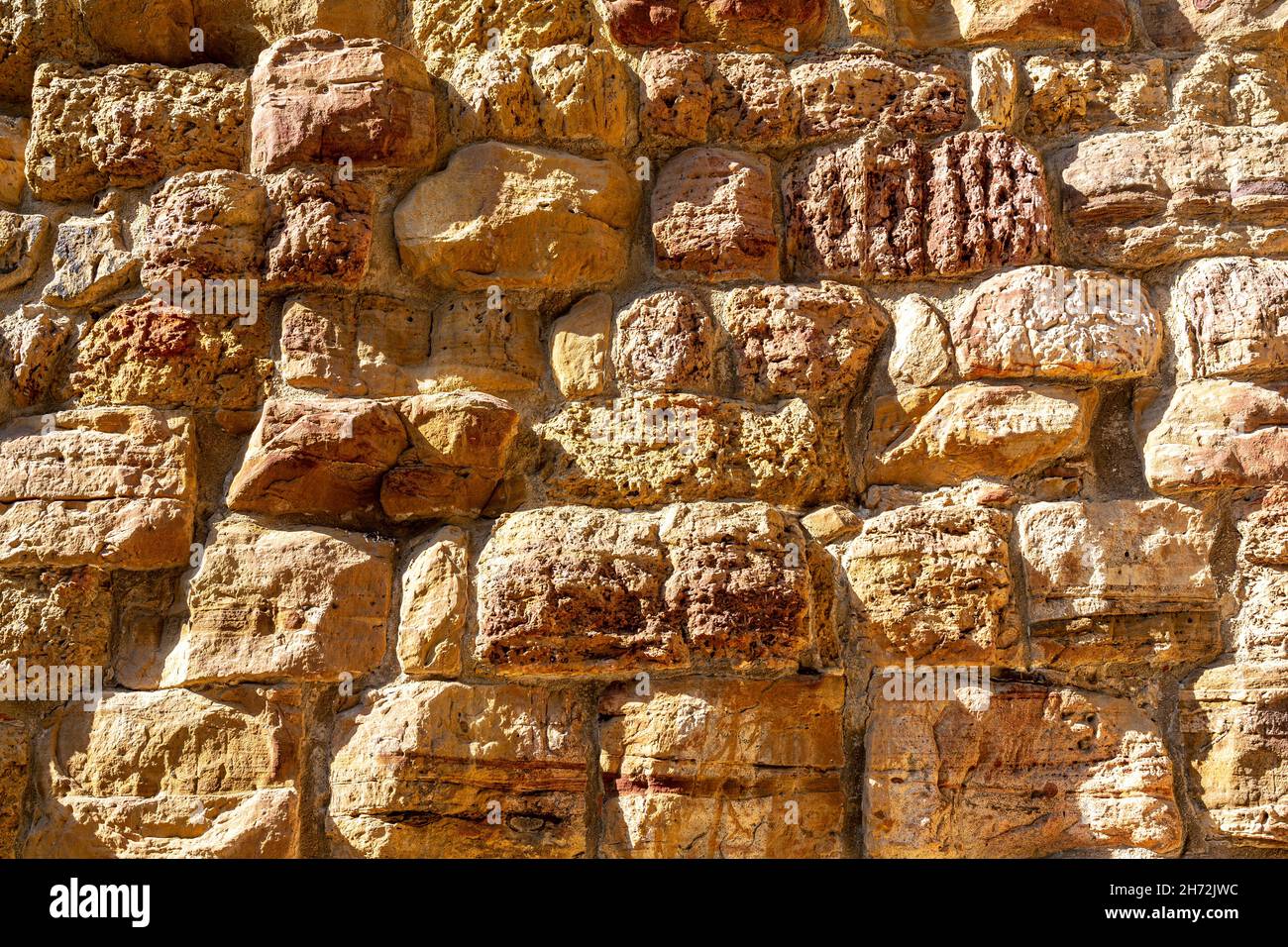 Massive high walls of an old medieval castle Stock Photo - Alamy