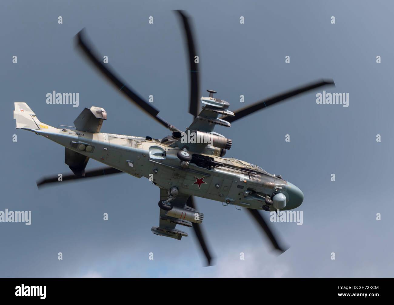 ZHUKOVSKY, RUSSIA - 25 July 2021: Demonstration of the Kamov Ka-52 ...