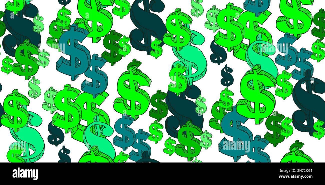 Seamless Pattern of the symbols of dollar currency on white background ...