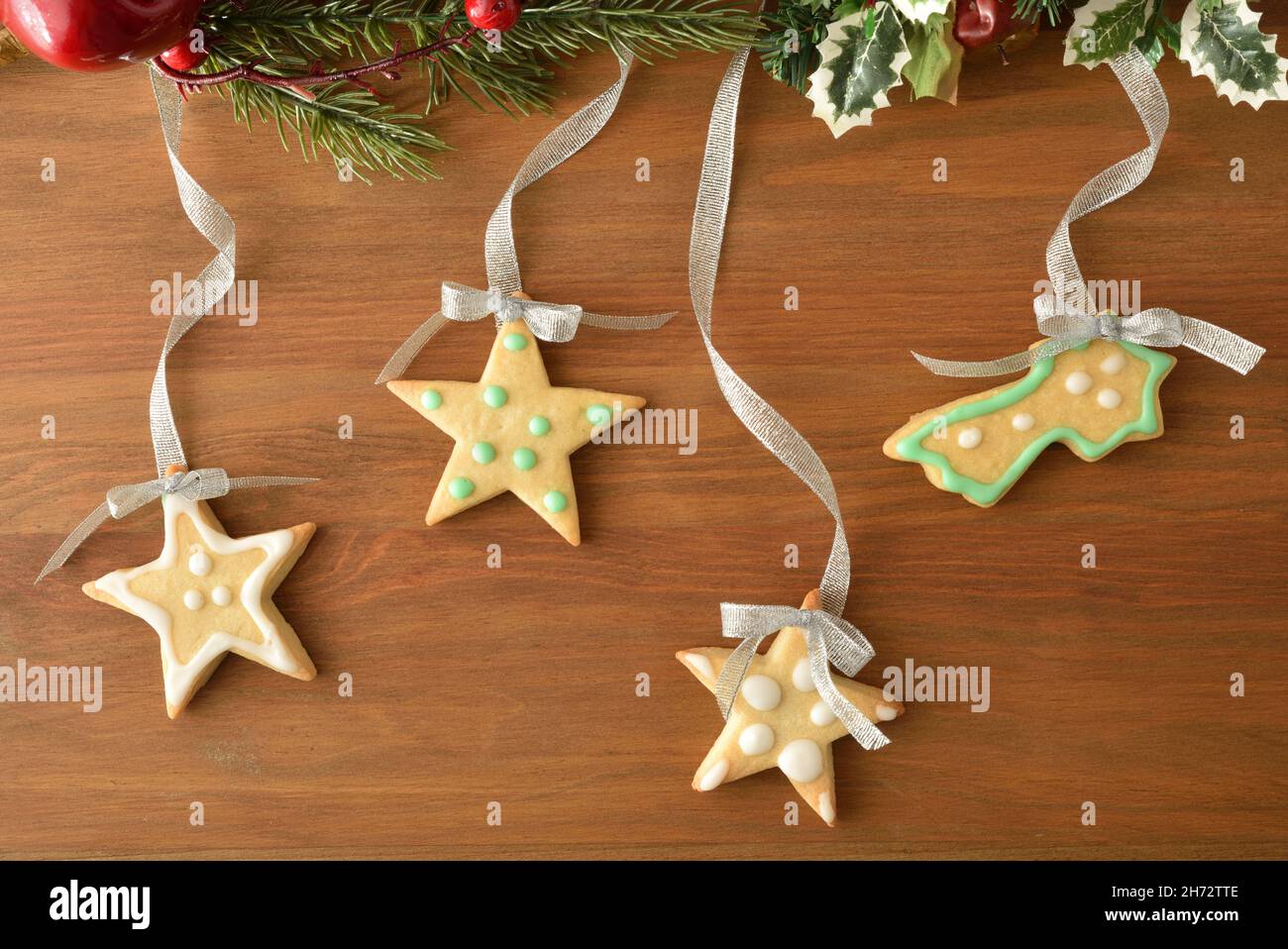 christmas cookie shaped and painted with icing hanging christmas ...