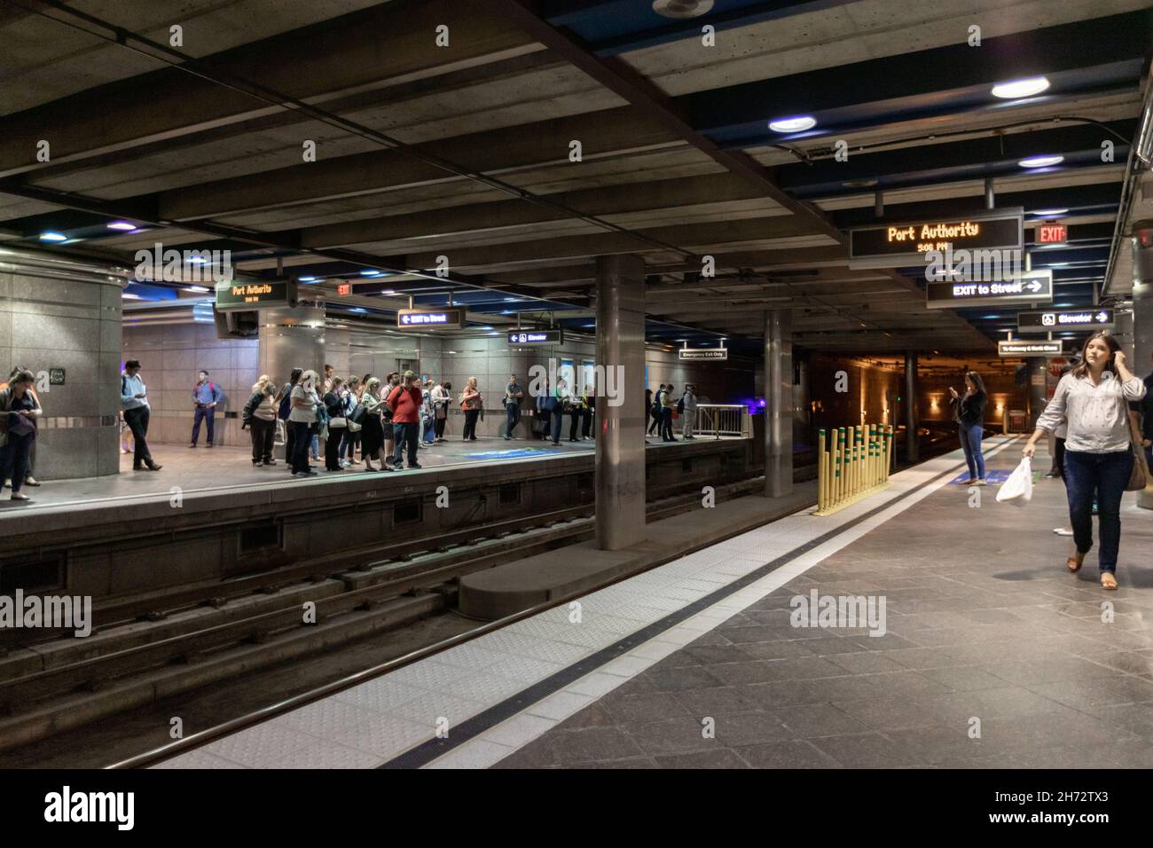 Train Station in Pittsburgh, Pennsylvania. People are waiting for the ...