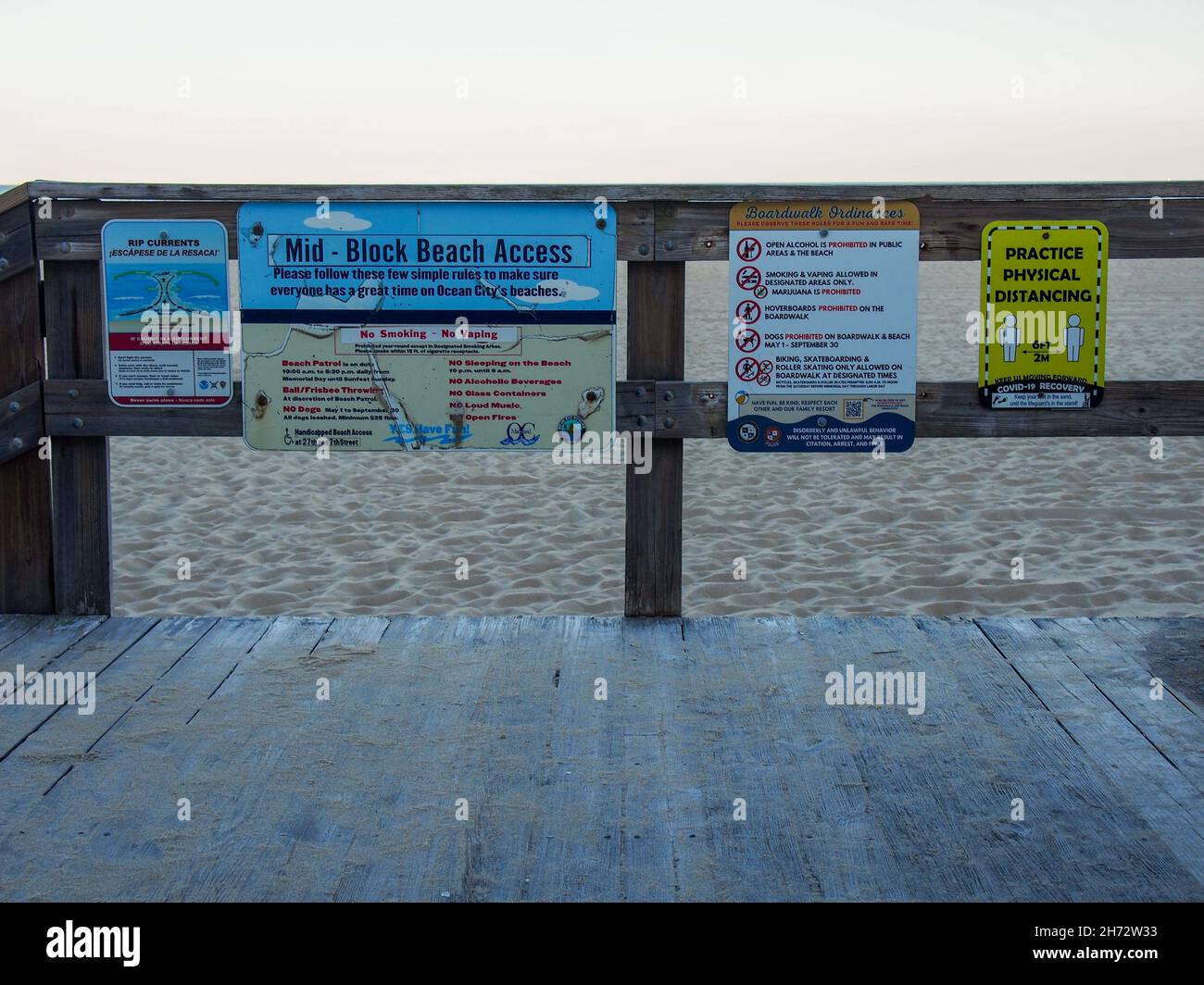 Beach access sign bearing rules and regulations before beachgoers enter ...