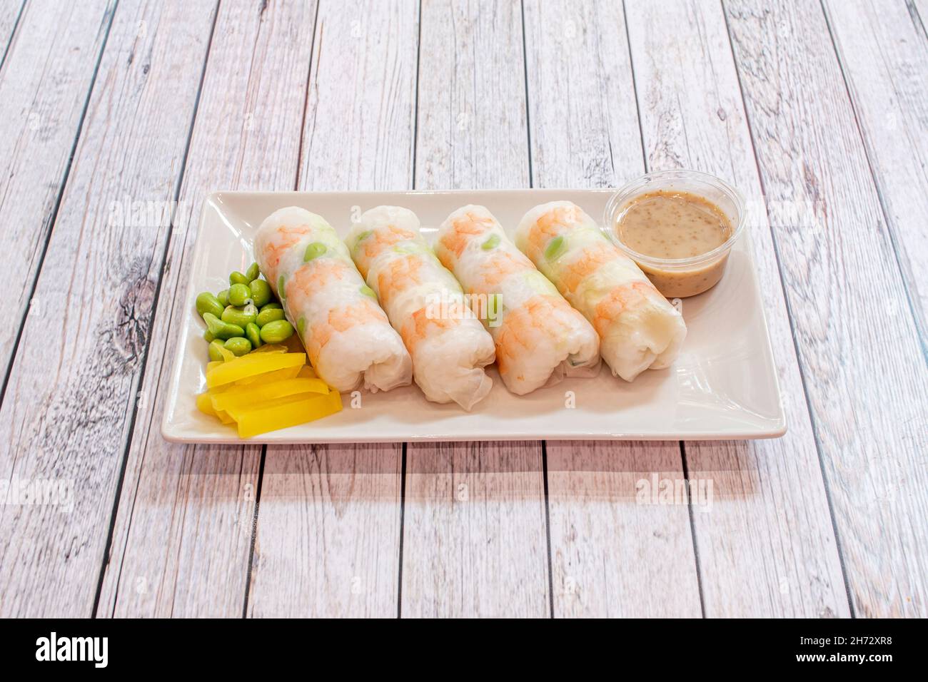 Cristal Japanese rolls filled with rice, cooked prawns and edamame ...