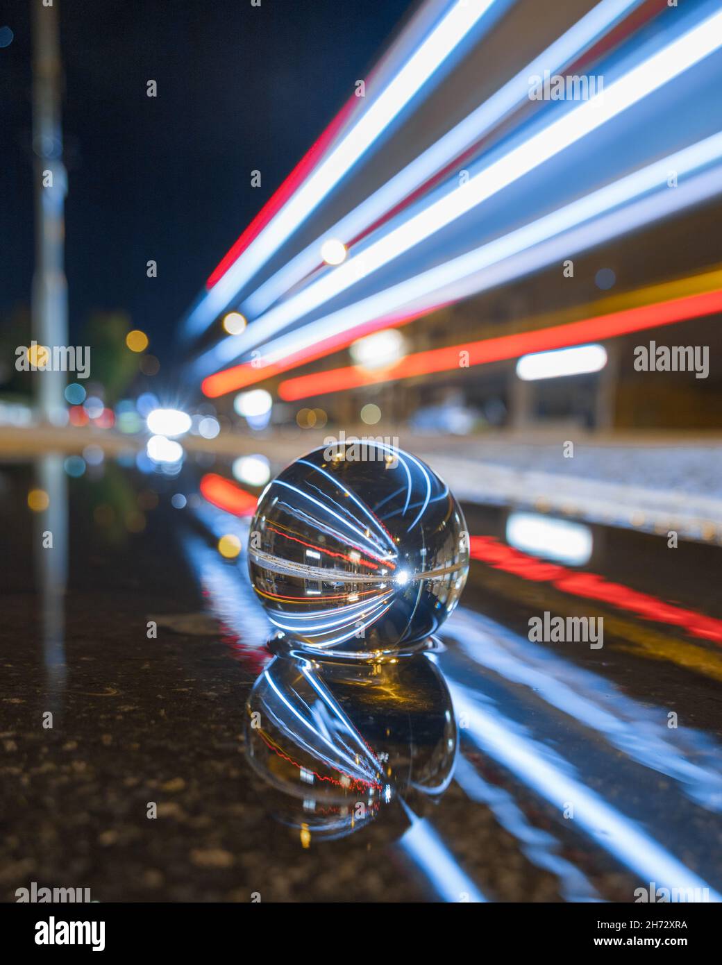 Bus Light Trails Stock Photo - Alamy