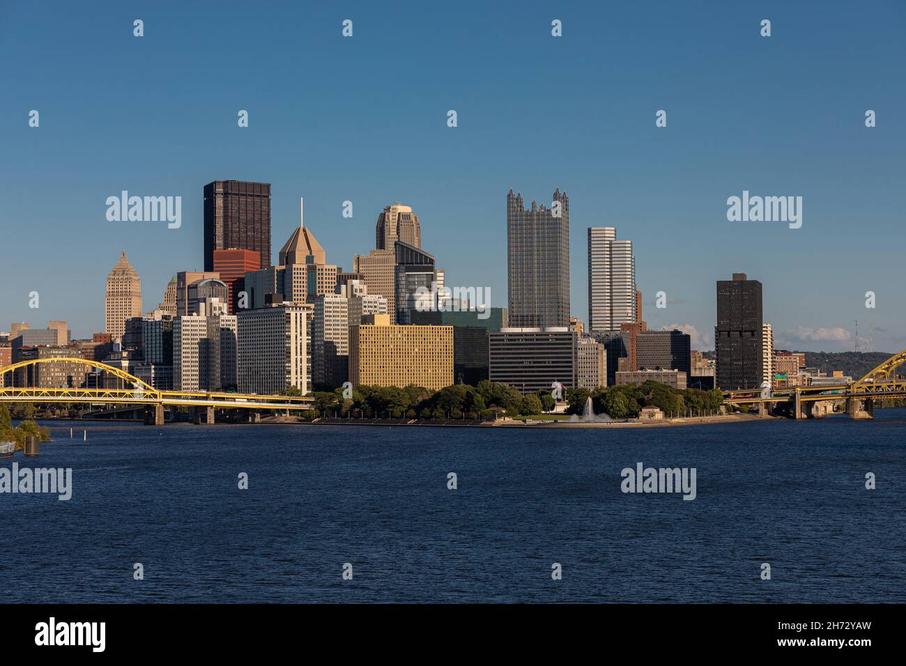Cityscape of Pittsburgh, Pennsylvania. Allegheny and Monongahela Rivers ...