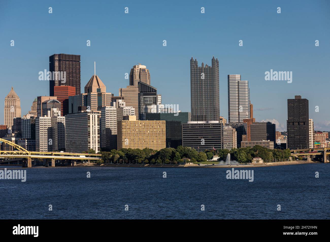 Cityscape of Pittsburgh, Pennsylvania. Allegheny and Monongahela Rivers ...