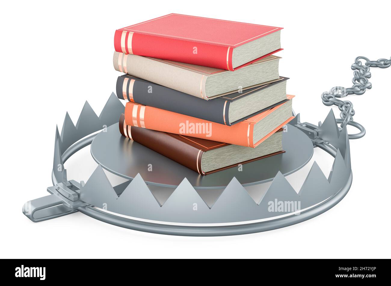 Bear trap with books, 3D rendering isolated on white background Stock ...