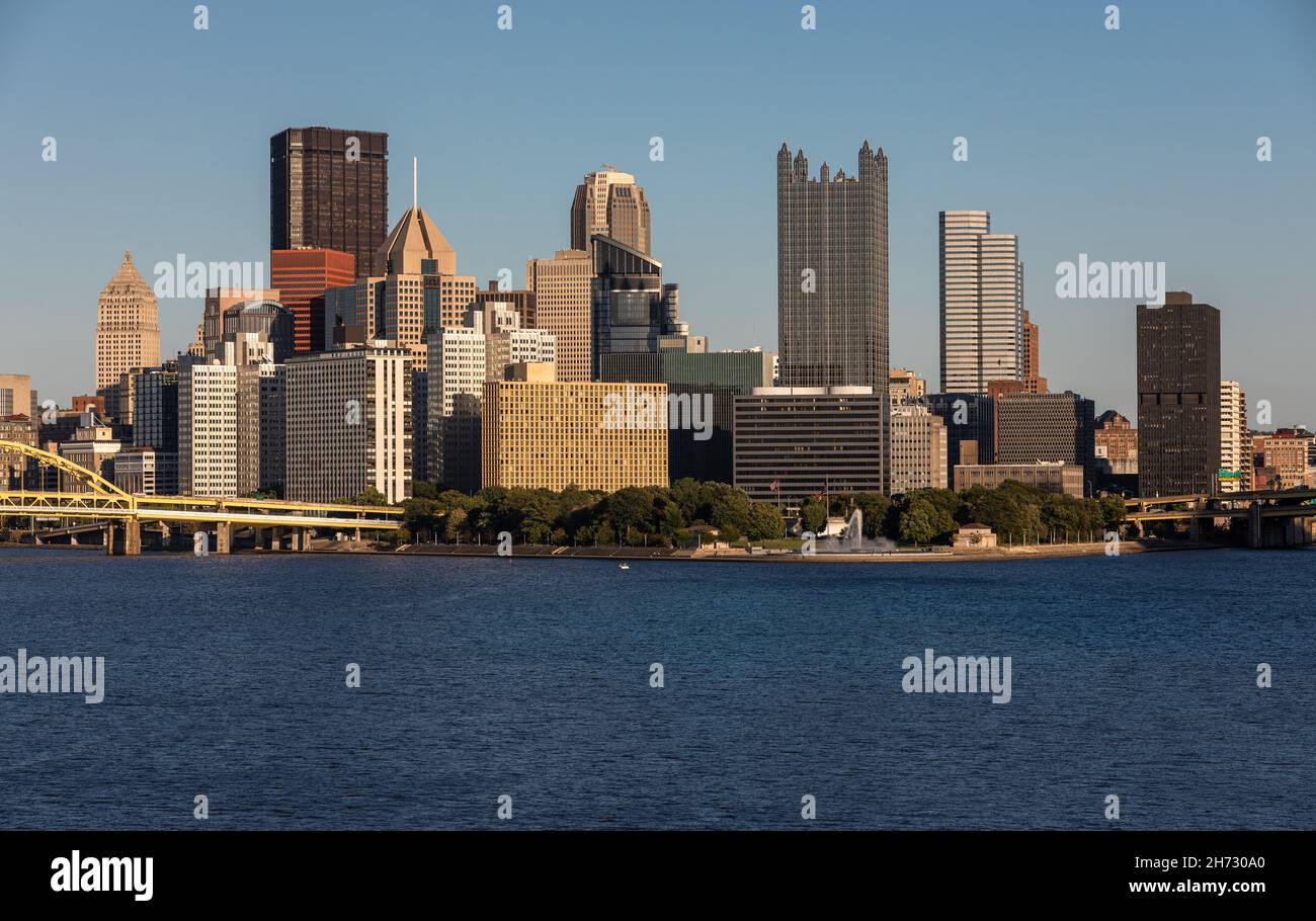 Cityscape of Pittsburgh, Pennsylvania. Allegheny and Monongahela Rivers ...