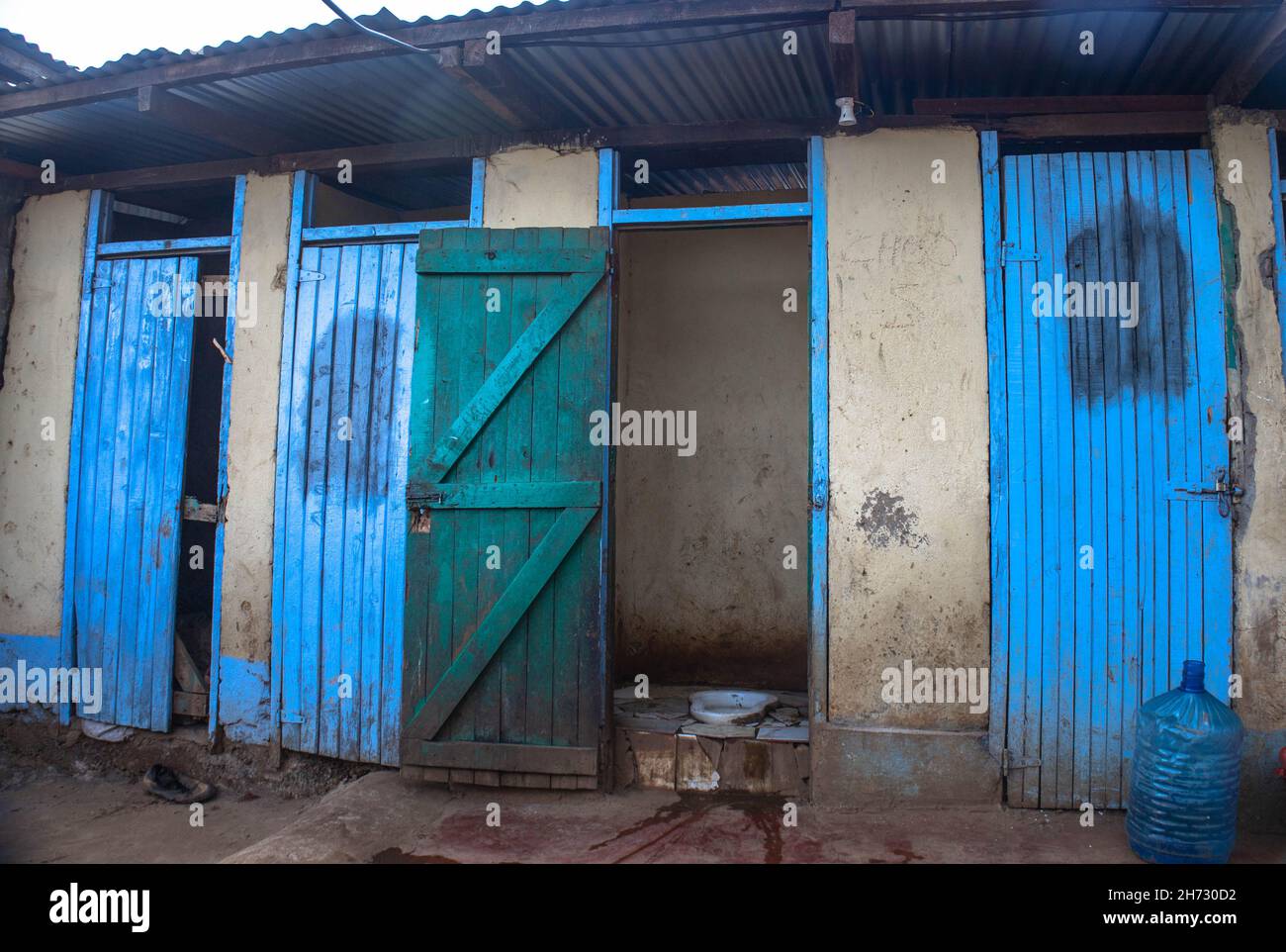 A close view of a local community public toilet in Kibera.World Toilet ...