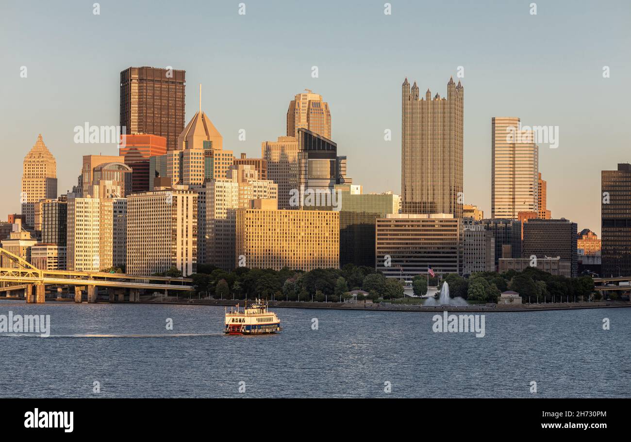 Cityscape of Pittsburgh, Pennsylvania. Allegheny and Monongahela Rivers ...