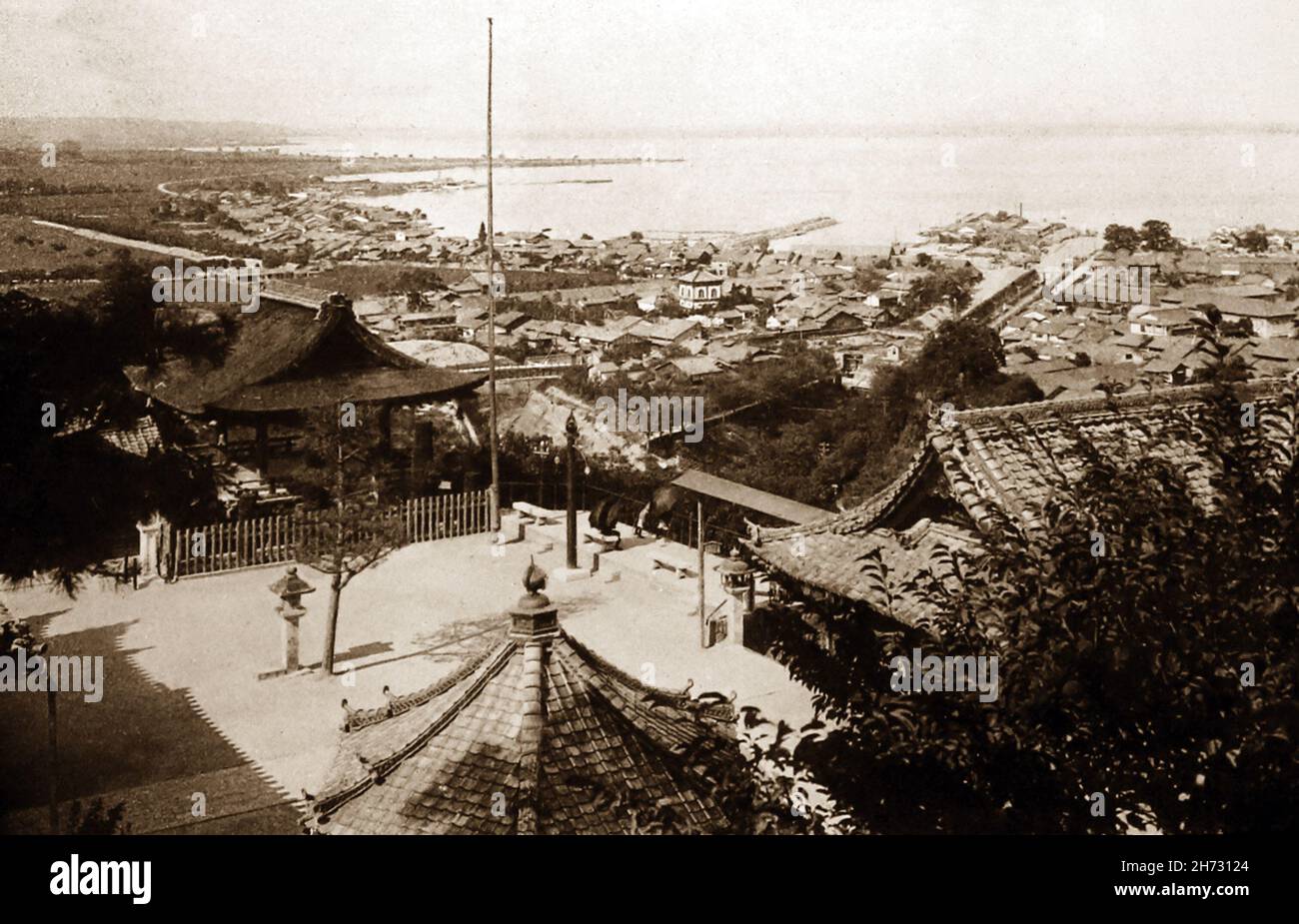 Lake Biwa from Otsu Temple, Japan, early 1900s Stock Photo - Alamy