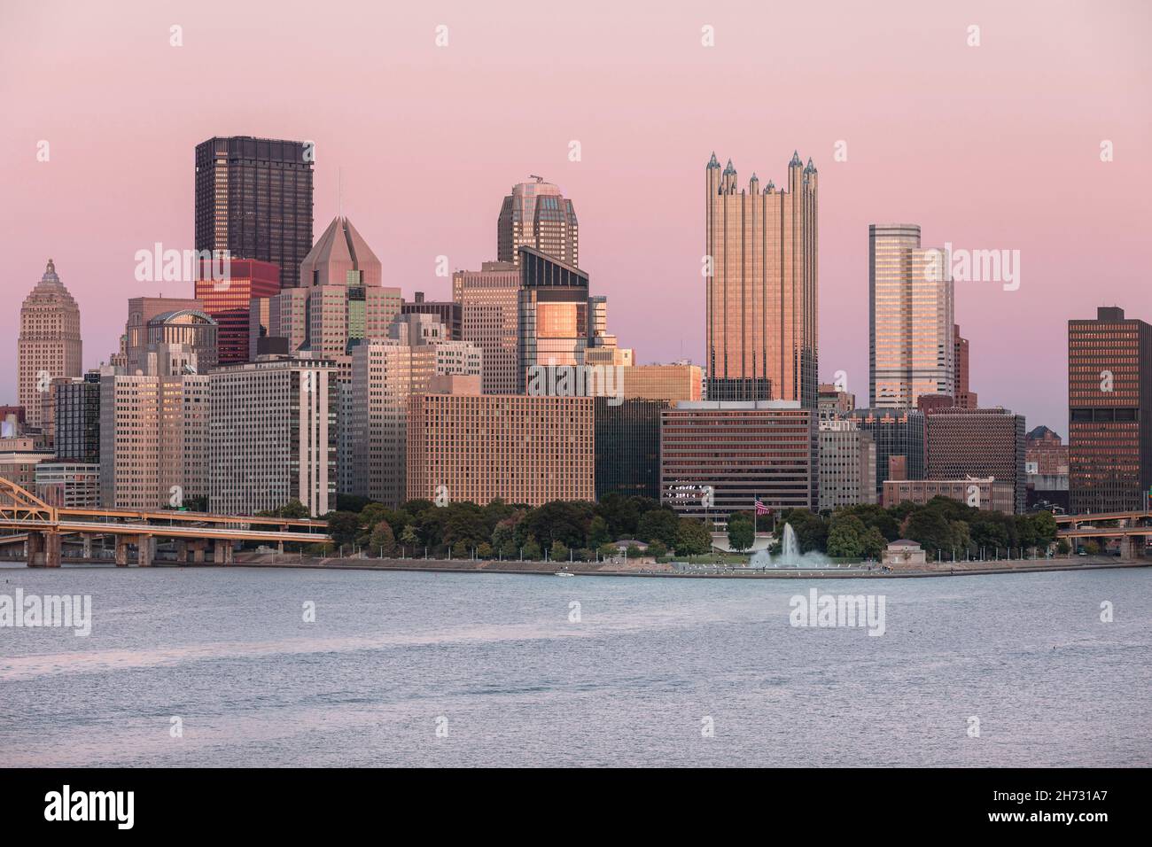Cityscape of Pittsburgh, Pennsylvania. Allegheny and Monongahela Rivers ...