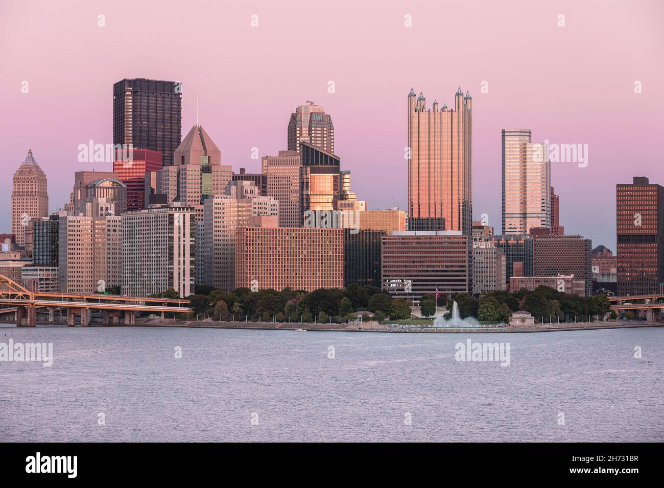 Cityscape of Pittsburgh, Pennsylvania. Allegheny and Monongahela Rivers ...