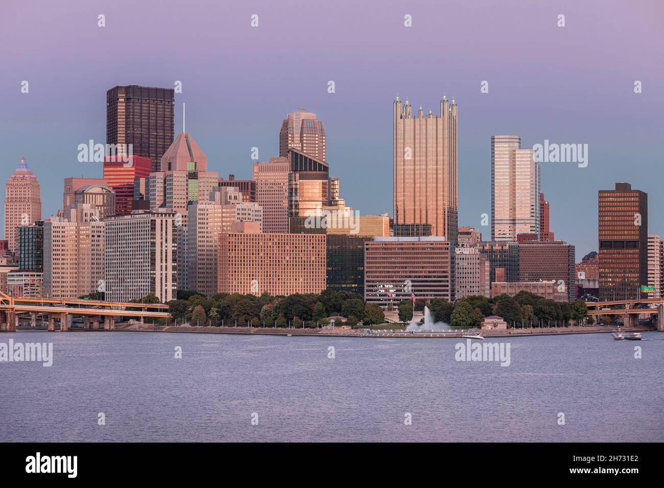 Cityscape of Pittsburgh, Pennsylvania. Allegheny and Monongahela Rivers ...
