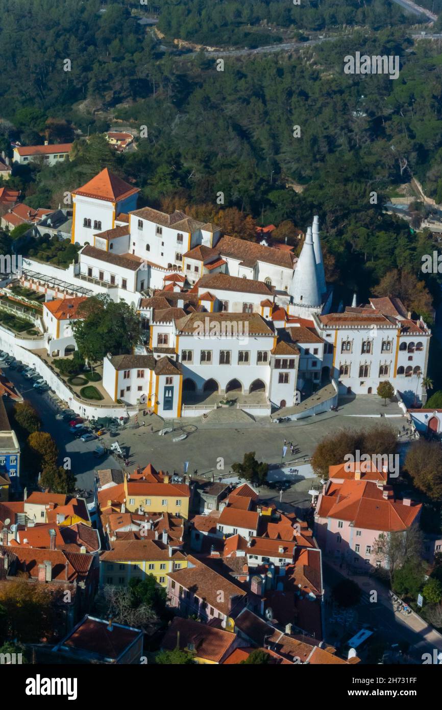 Sintra, Portugal, Historic Tourist Sites, National Palace, High Angle ...