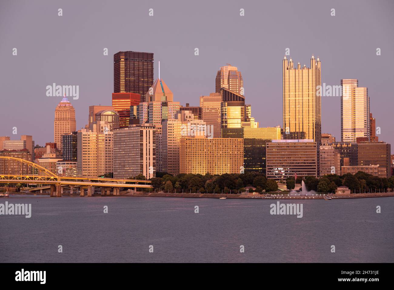 Cityscape of Pittsburgh, Pennsylvania. Allegheny and Monongahela Rivers ...