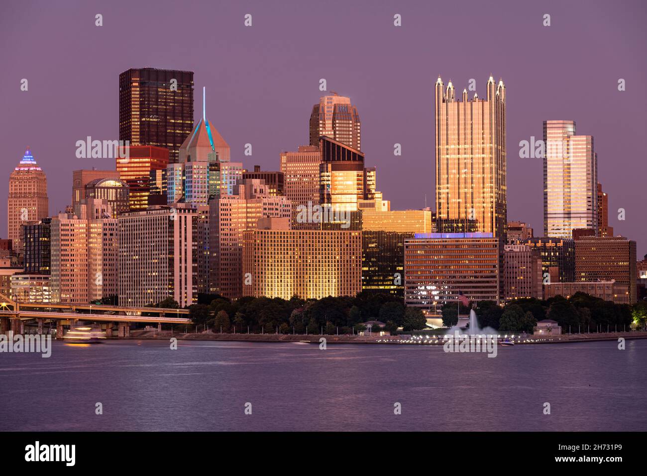 Cityscape of Pittsburgh, Pennsylvania. Allegheny and Monongahela Rivers ...