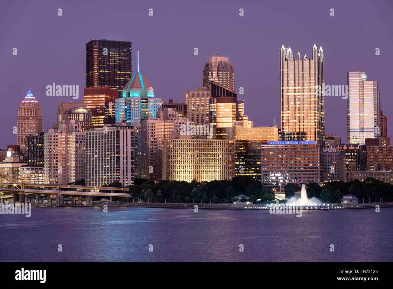 Cityscape of Pittsburgh, Pennsylvania. Allegheny and Monongahela Rivers ...