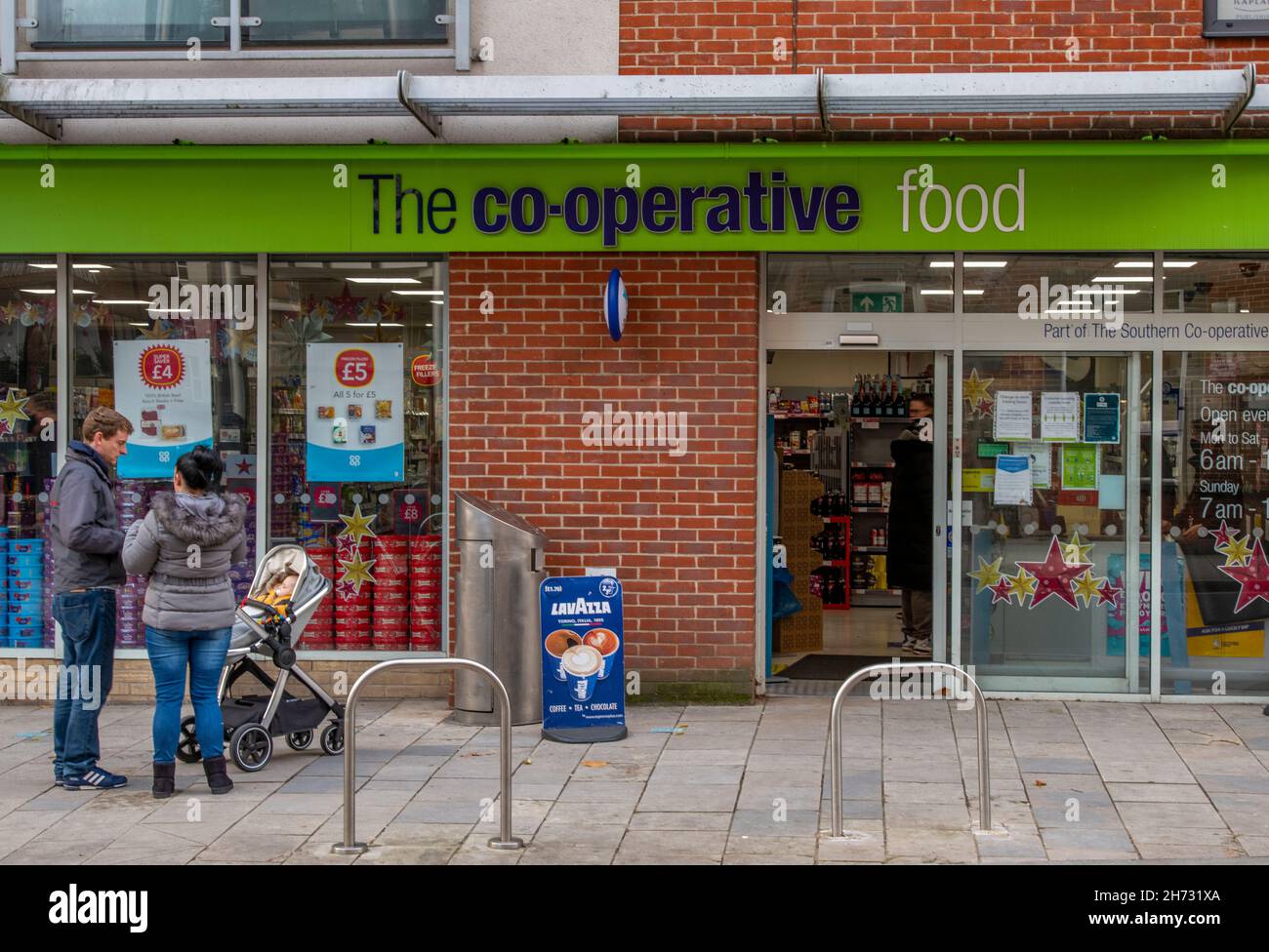 co-operative store, shoppers standing outside of a high street ...