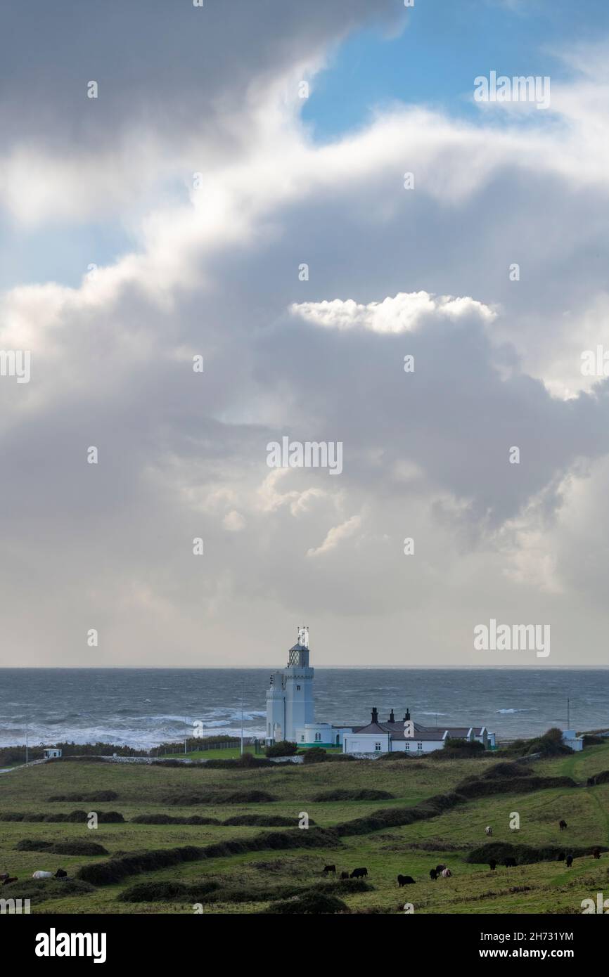 st catherine's point lighthouse on coastline of the isle of wight ...